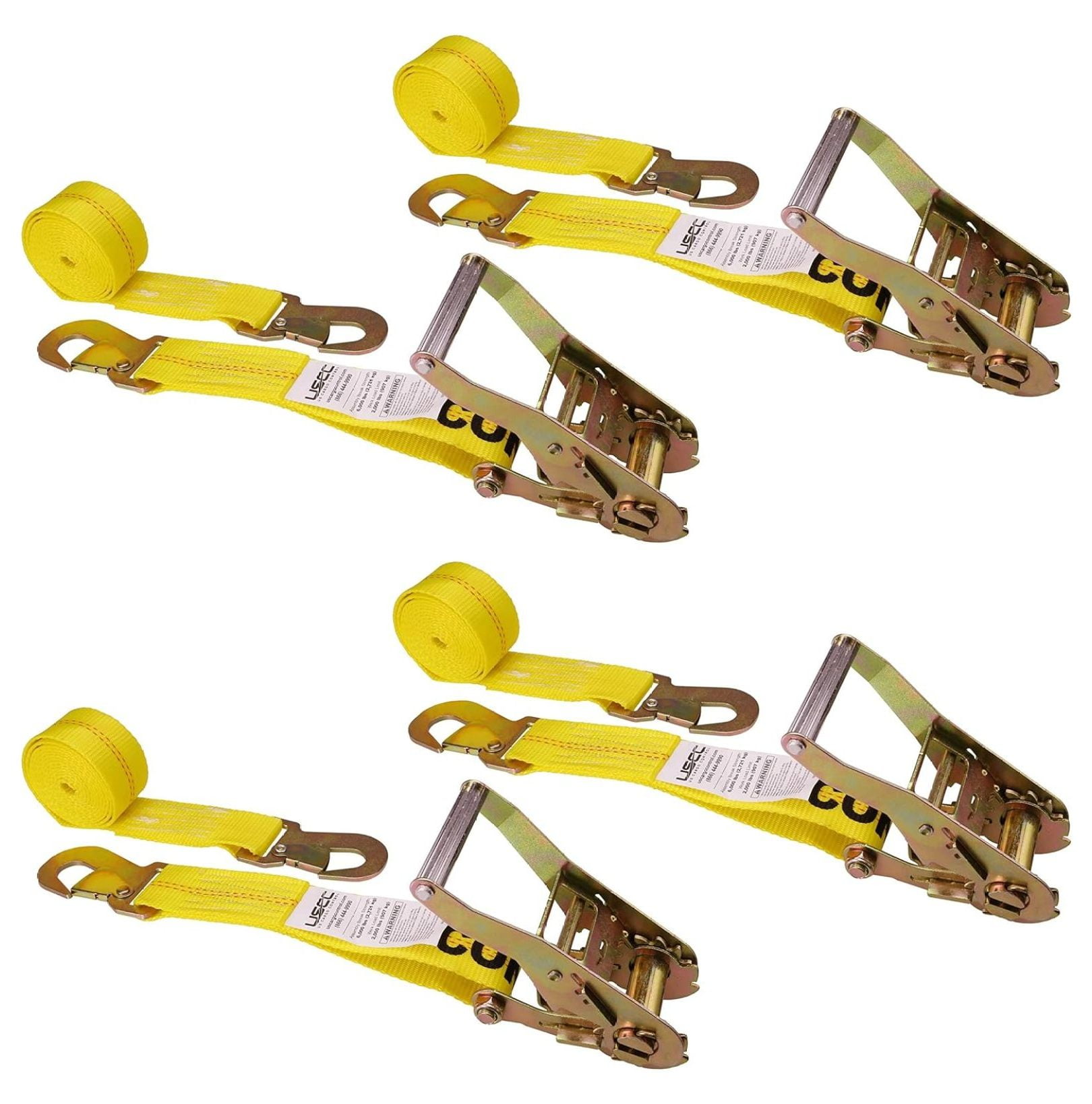 Auto Ratchet Straps with Snap 2 Inch x 12 Foot (4-Pack), 6,000 LBS ...