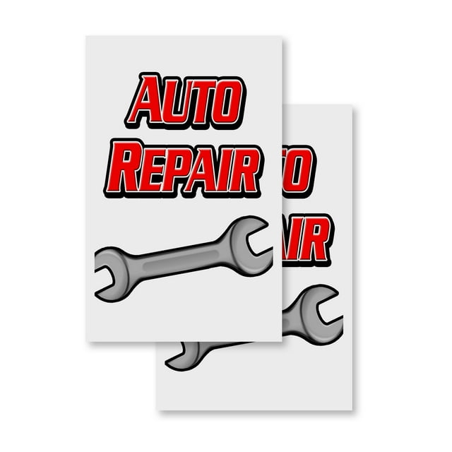 Auto Repair (2-PACK) 24" x 36" Vinyl Decals | Sign Insert Peel & Stick ...
