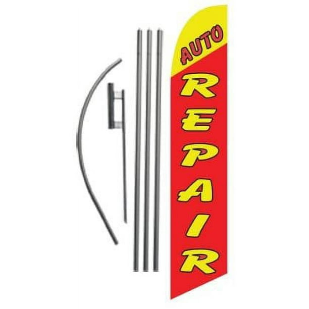 Auto Repair Advertising Feather Banner Swooper Flag Sign with Flag Pole ...