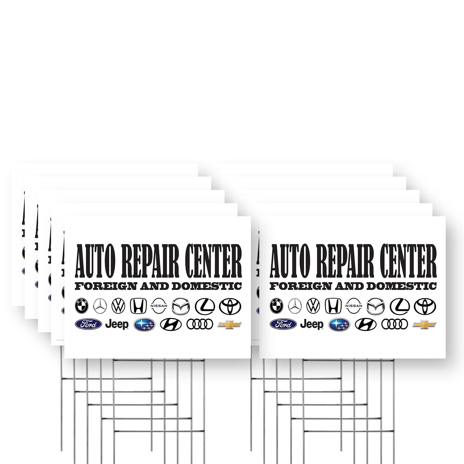 Auto Repair Center Foreign and Domestic Yard Sign 10 Pack of 12 Inch x ...