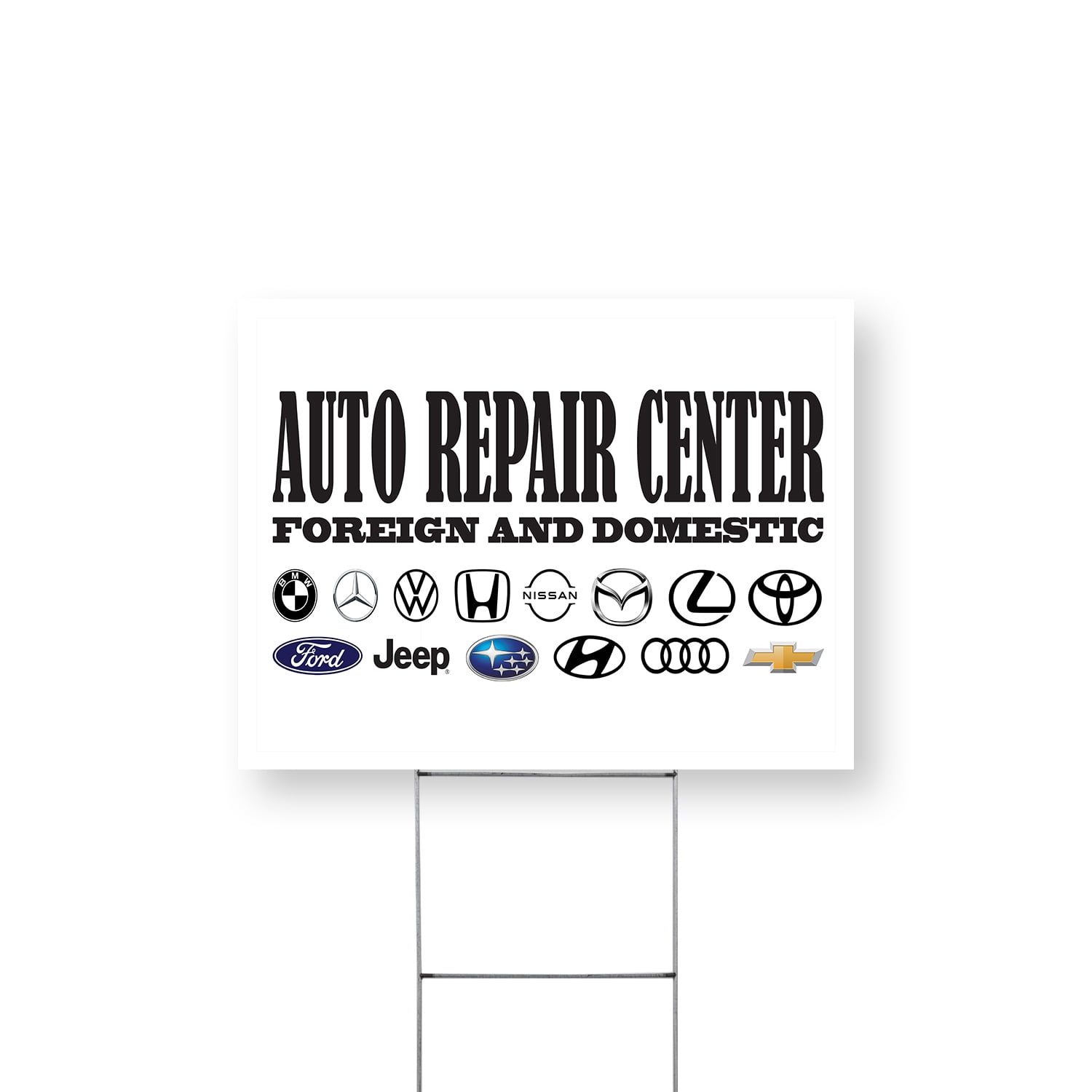 Auto Repair Center Foreign and Domestic Yard Sign 12 Inch x 16 Inch ...