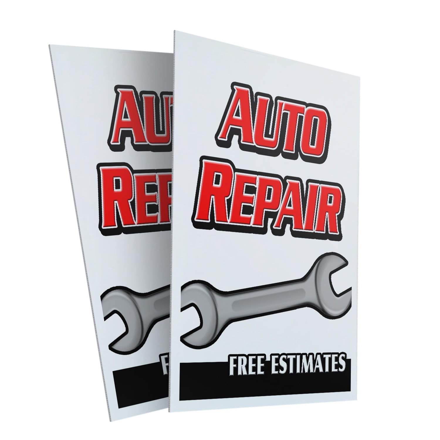 Auto Repair Free Estimates (2-PACK) 24" x 36" Plastic Signs | Sign ...