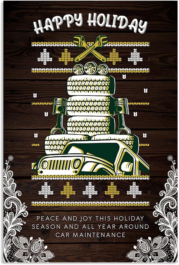 Auto Repair Shop Metal Tin Signs Happy Holiday Retro Poster Car ...