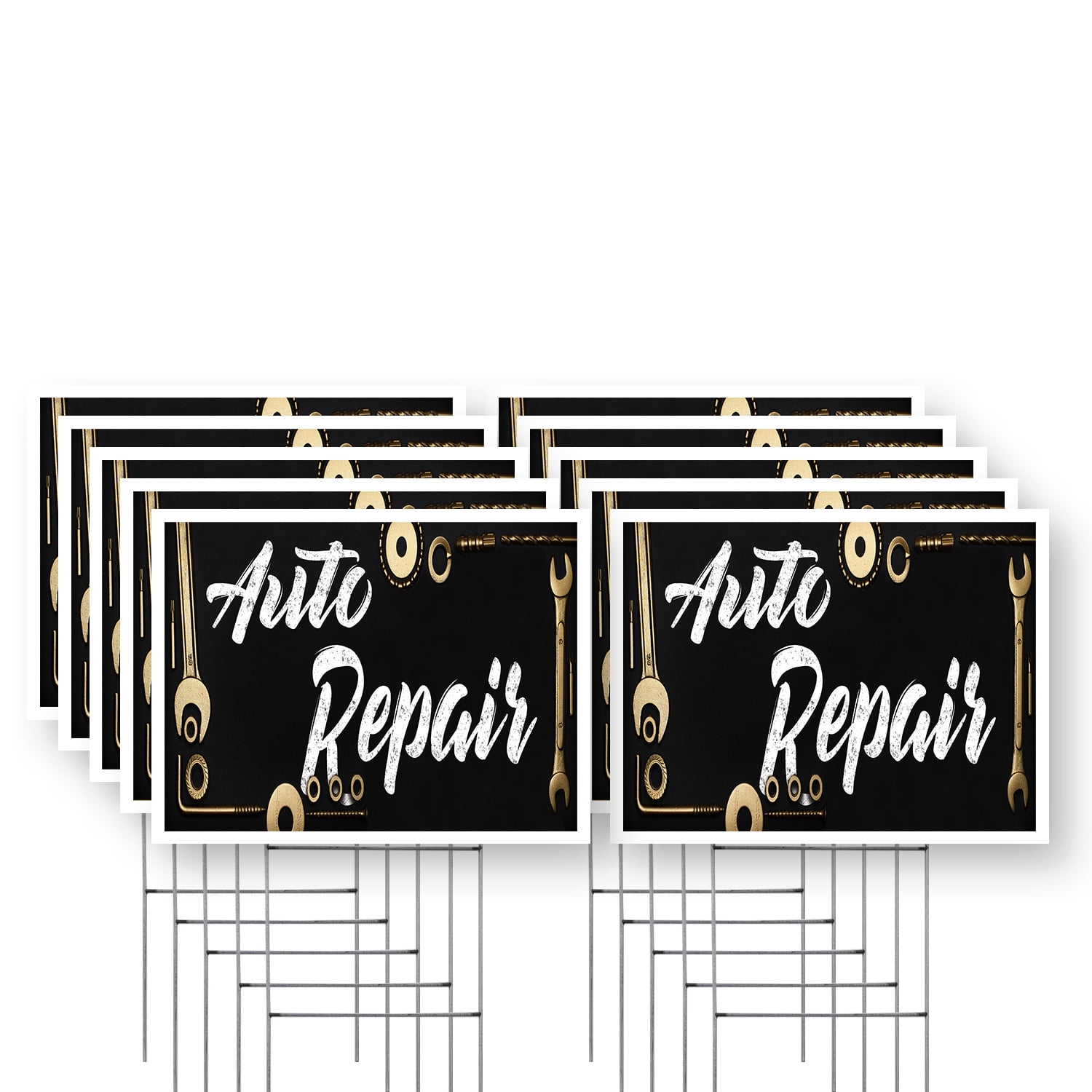 Auto Repair Yard Sign 10 Pack of 12 Inch x 16 Inch Double Sided ...
