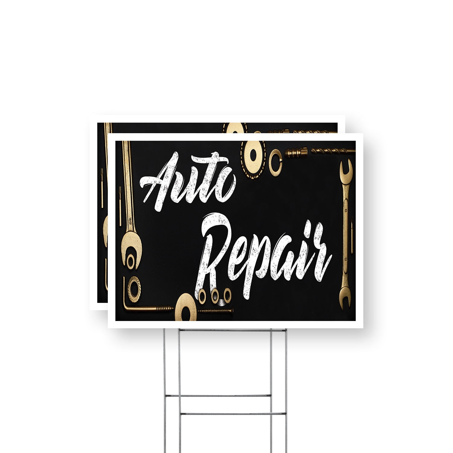 Auto Repair Yard Sign 2 Pack of 12 Inch x 16 Inch Double Sided ...