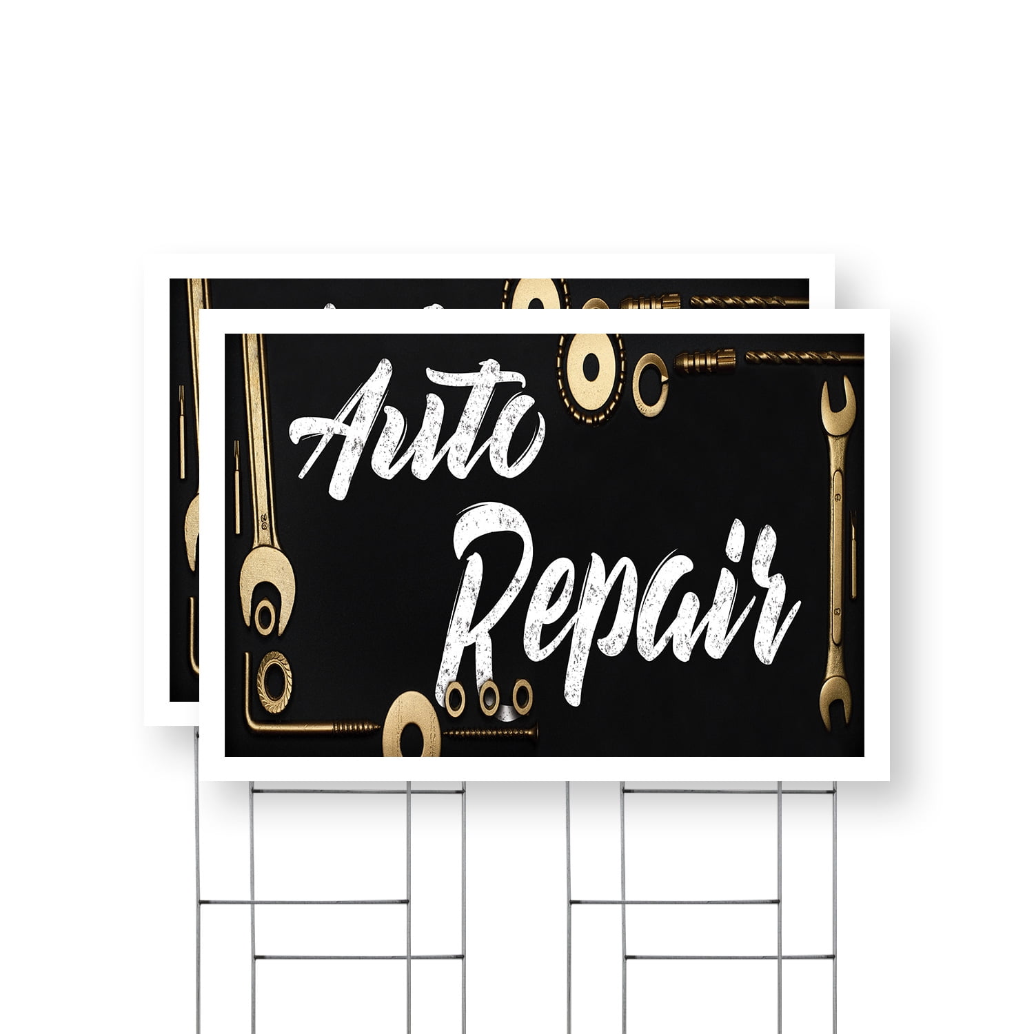 Auto Repair Yard Sign 2 Pack of 24 Inch x 36 Inch Double Sided ...