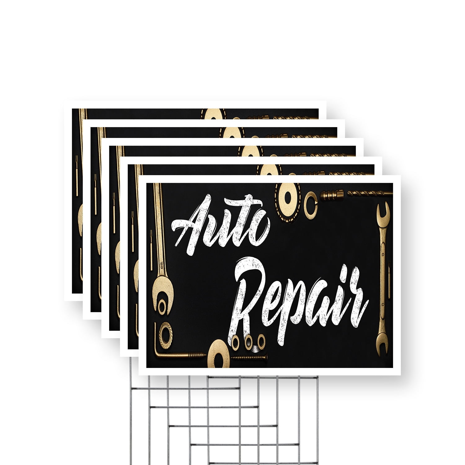 Auto Repair Yard Sign 5 Pack of 12 Inch x 16 Inch Double Sided ...