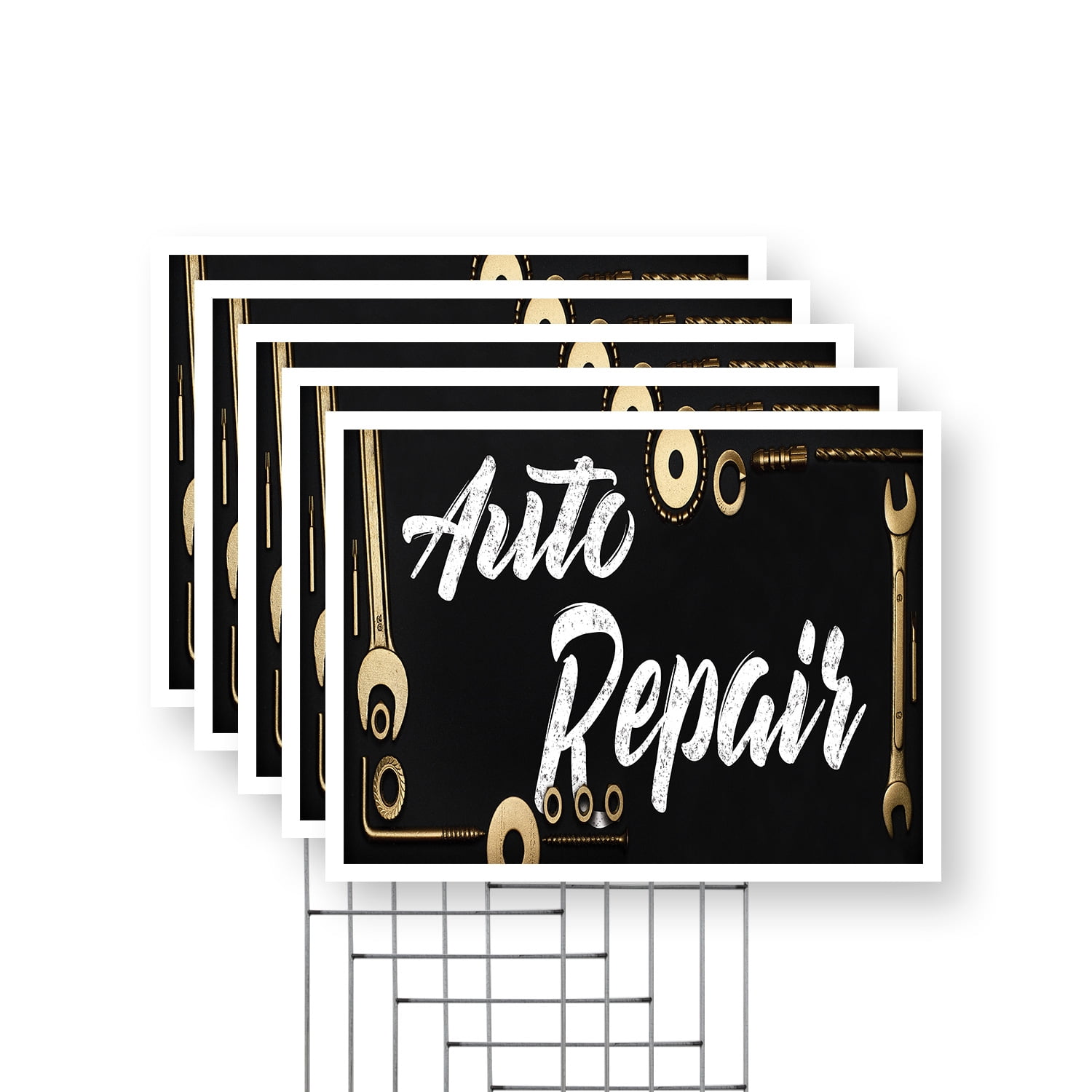 Auto Repair Yard Sign 5 Pack of 12 Inch x 16 Inch Single Sided ...
