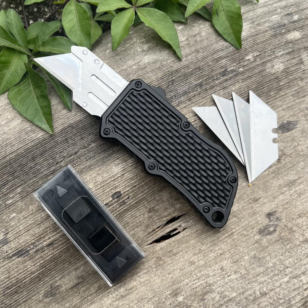 Auto Retractable Box Cutter,Replaceable Safety Blade EDC Pocket Knife ...