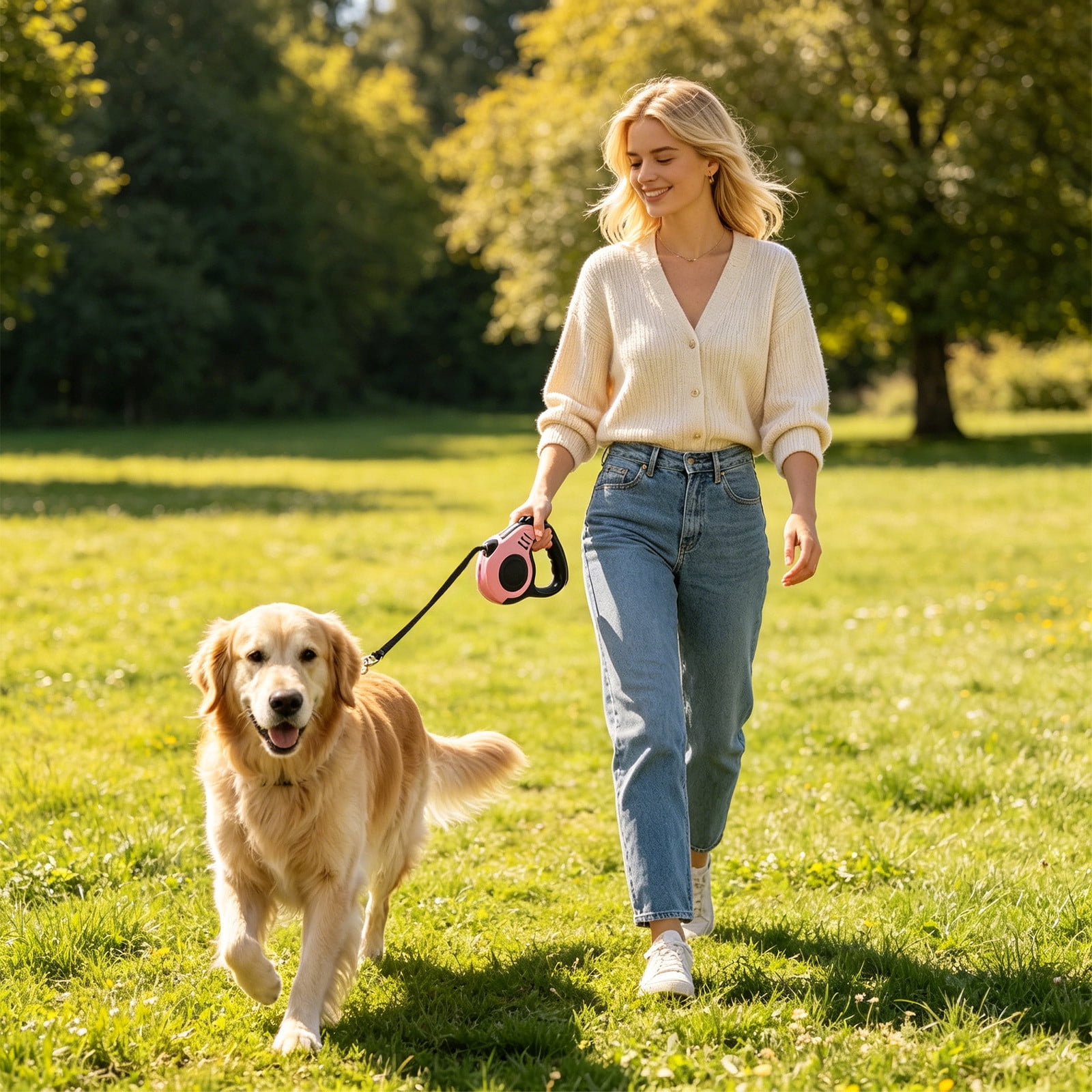 Auto Retractable Dog Leash with Nylon Tape, Shock Absorbing Pet Lead ...