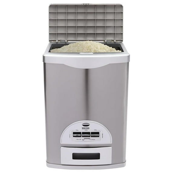 Auto Rice Dispenser, 33lbs Grain Storage Container, Stainless Steel ...