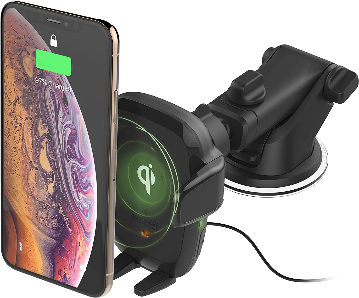 Auto Sense Qi Wireless Car Charger - Automatic Clamping Dashboard Phone ...