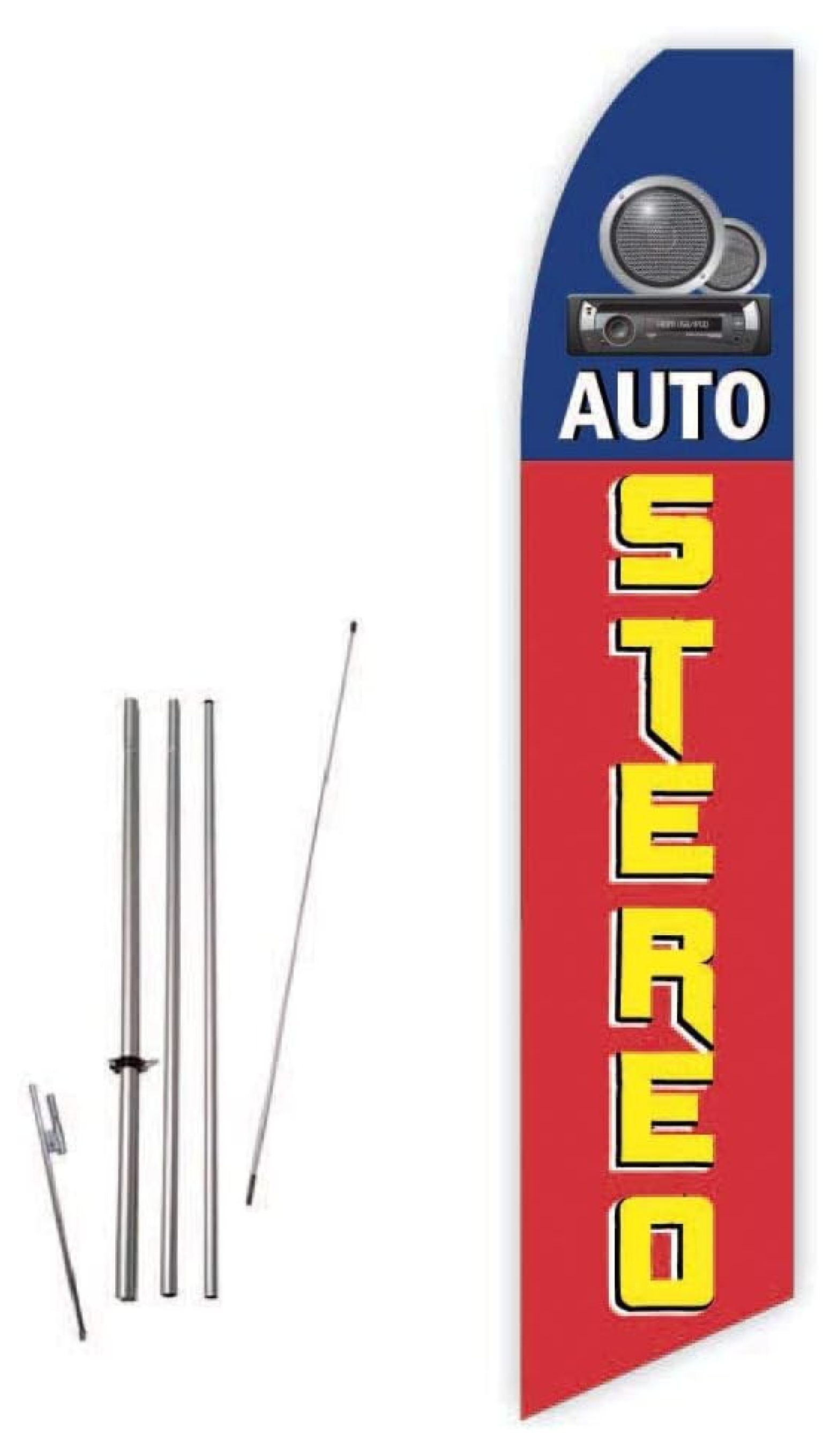Auto Stereo (Red/Blue) Super Novo Flag - Complete with 15ft Pole Set ...