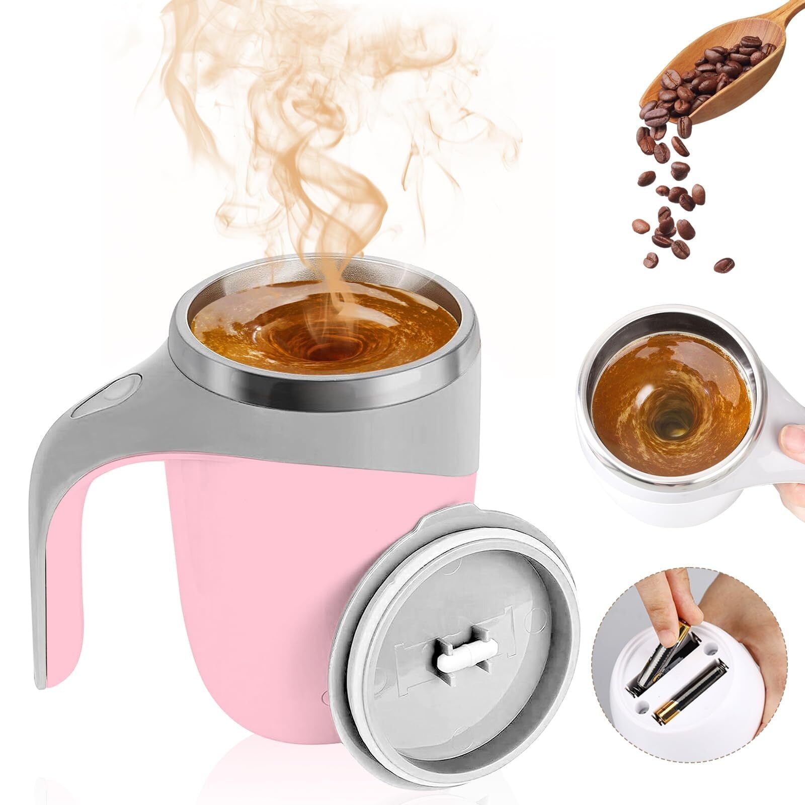 Auto Stir Coffee Mug, Self Mixing Stainless Steel Cup with Automatic ...
