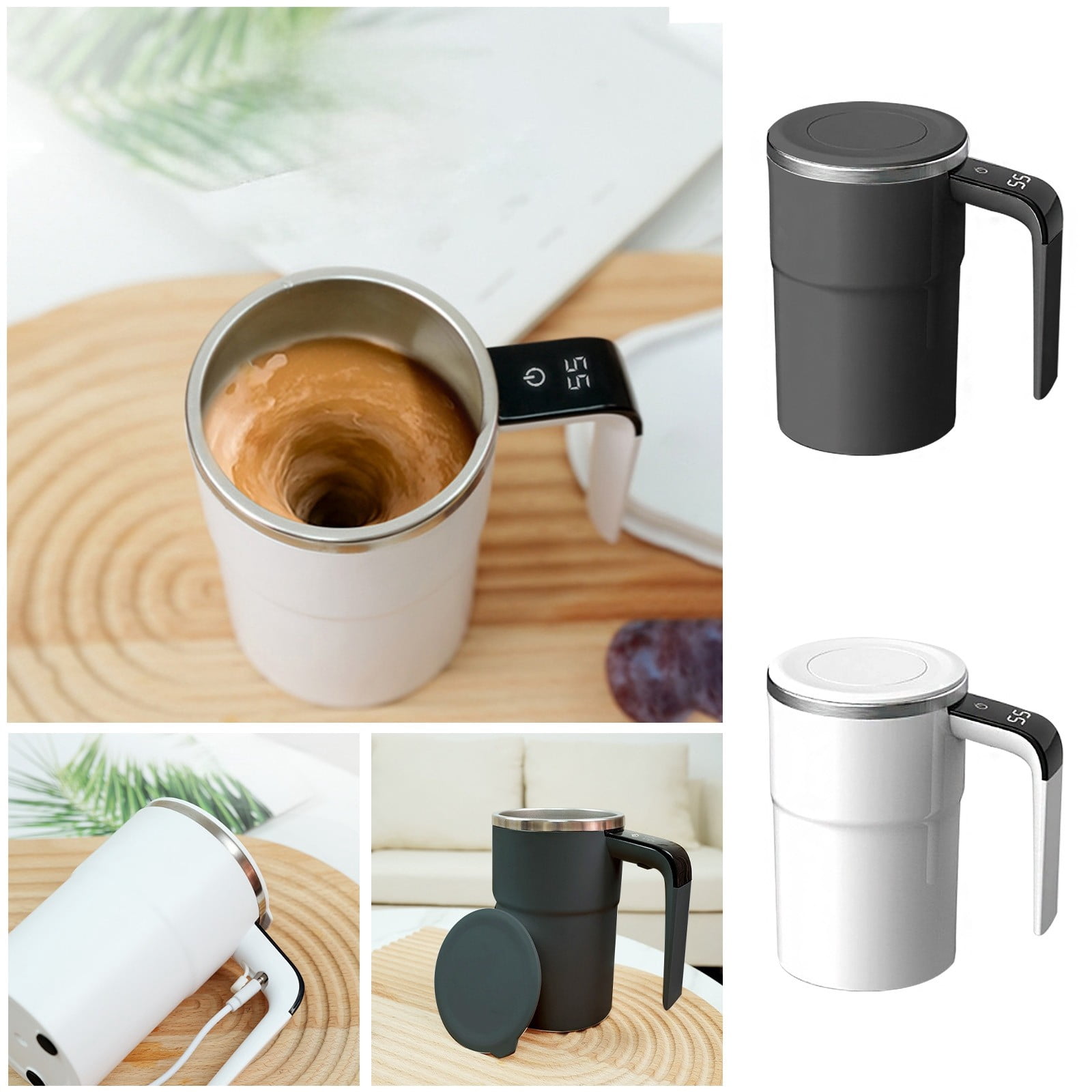 Auto Stirring Smart Mug, Stainless Steel Self-Mixing Travel Coffee Cup ...