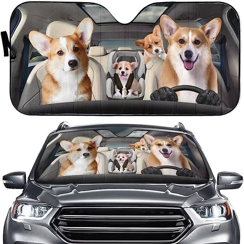Auto Sun Shade Golden Retriever Driver Car Front Window Windshield,Dog ...
