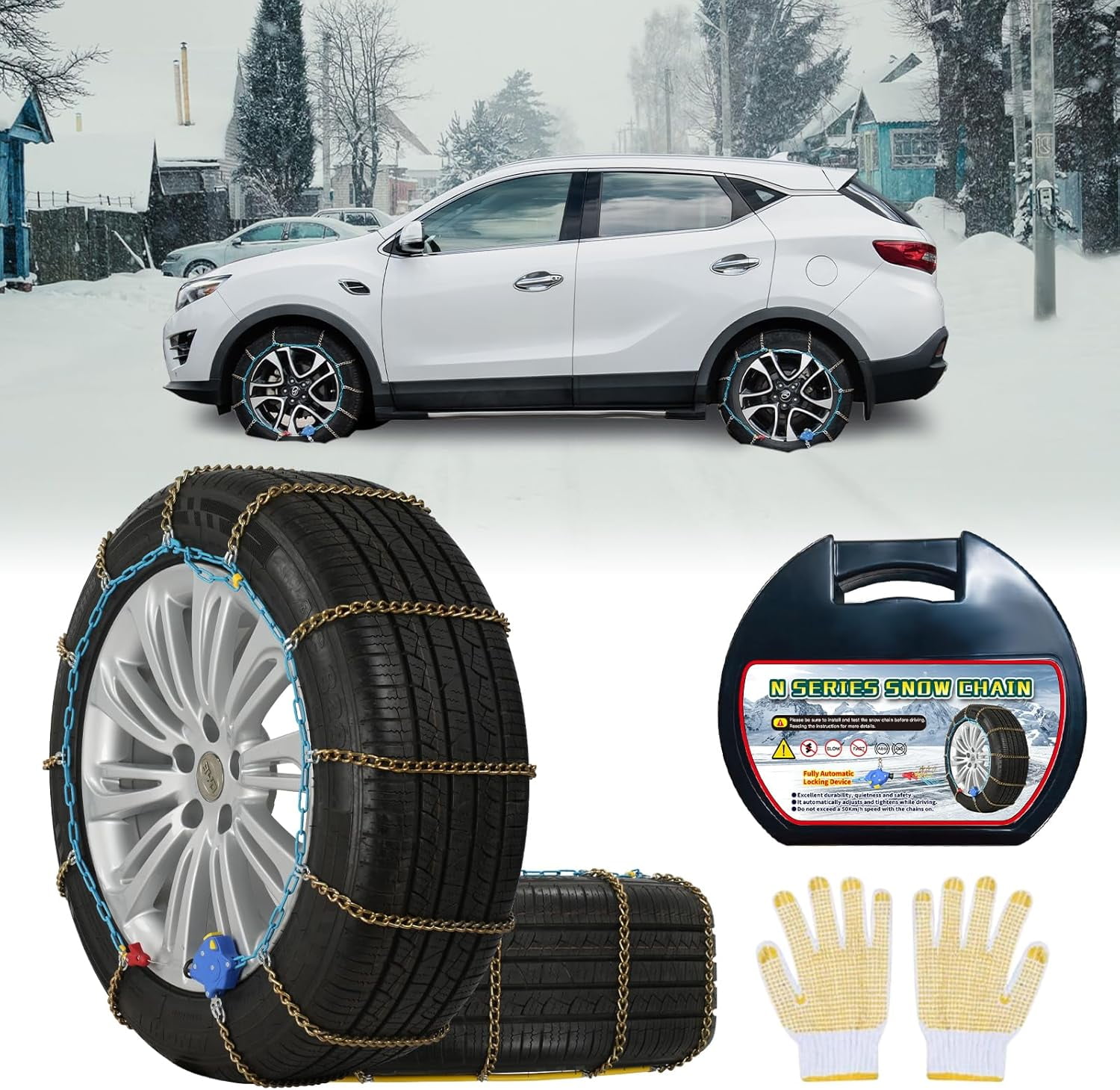Auto Tightening Snow Chains Tire Chains, 1-Minute Quick Install, Twist ...