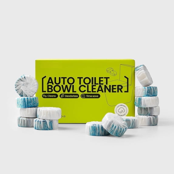 Auto Toilet Bowl Cleaner Tablets, 21 Tabs, Automatic Long-Lasting Blue ...
