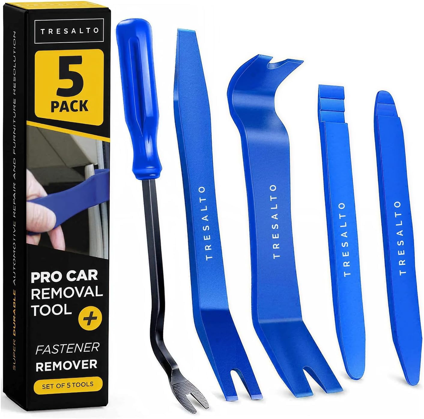 Auto Trim Removal Tool Kit - 5 Piece Set for Dash, Door Panel, Clip ...