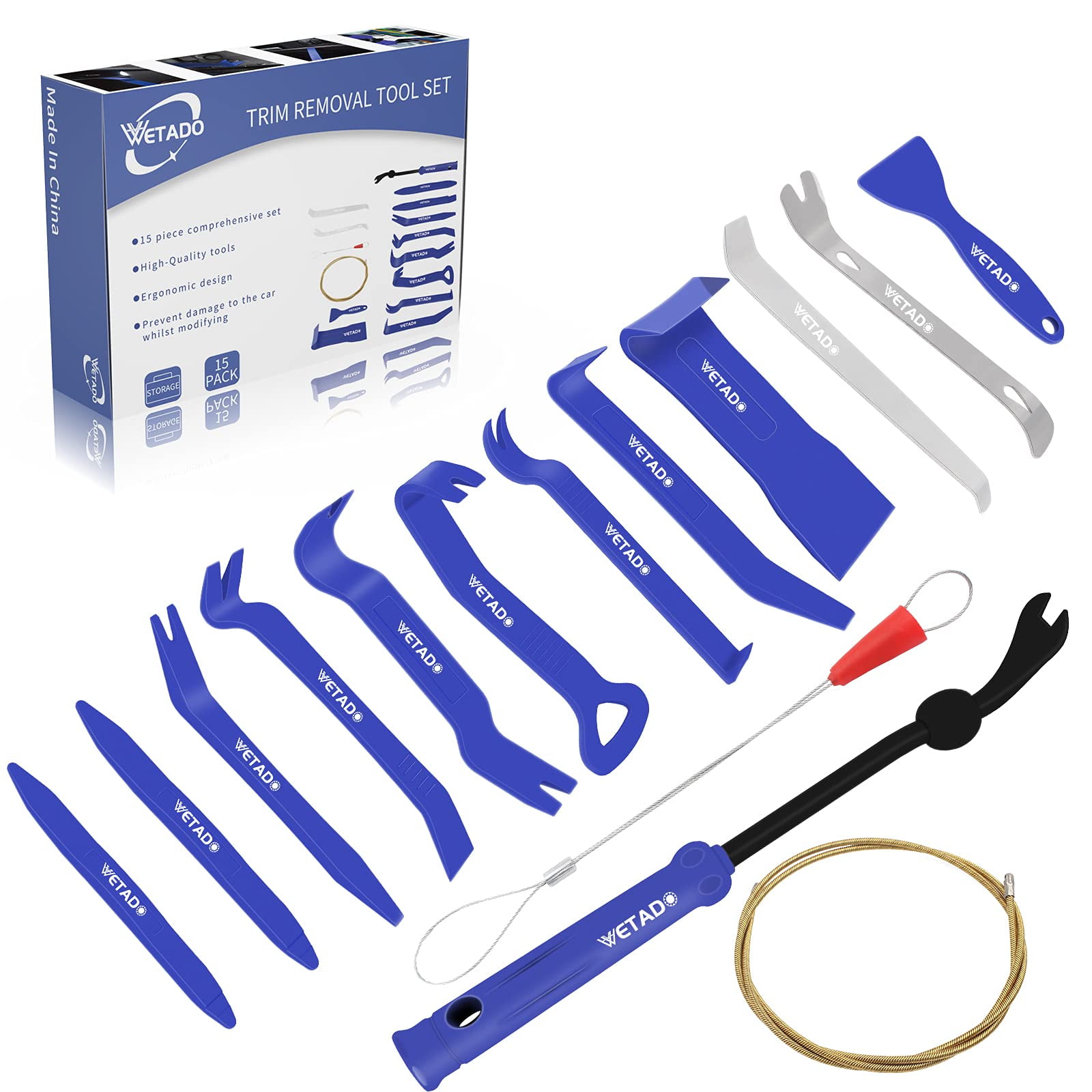 Auto Trim Removal Tools Kit, Wetado 15Pcs Car Panel Removal Tool ...