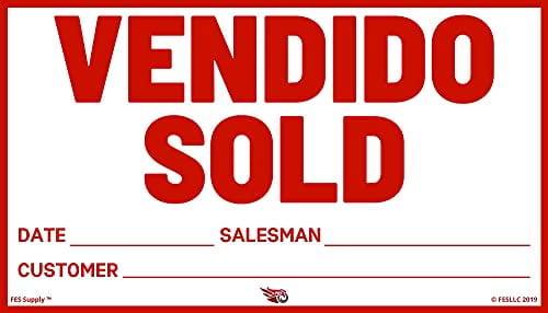 Auto Vendido/Sold Stickers - Red (50 Pack) - Vehicle Sales Success ...
