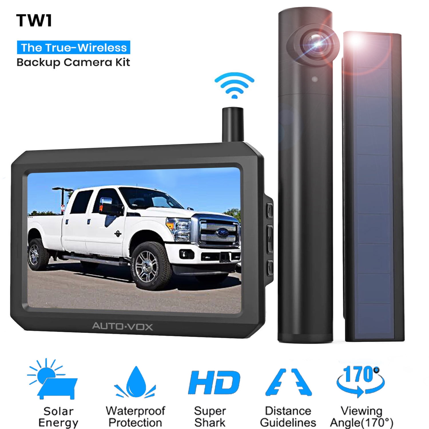 Auto-Vox Solar Wireless Backup Camera for Campervans, 2 Channel ...