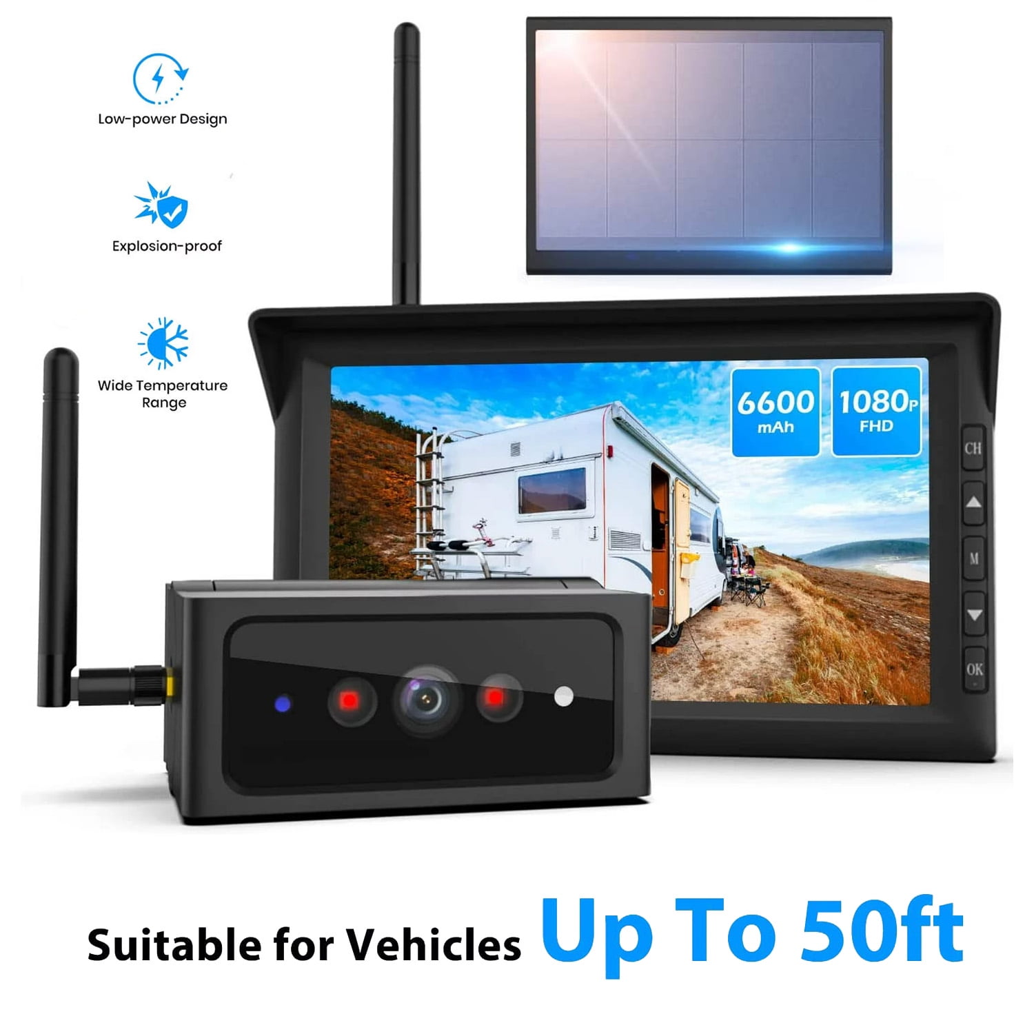 Auto-Vox Solar Wireless Backup Camera for Trucks, RV Wireless Security ...