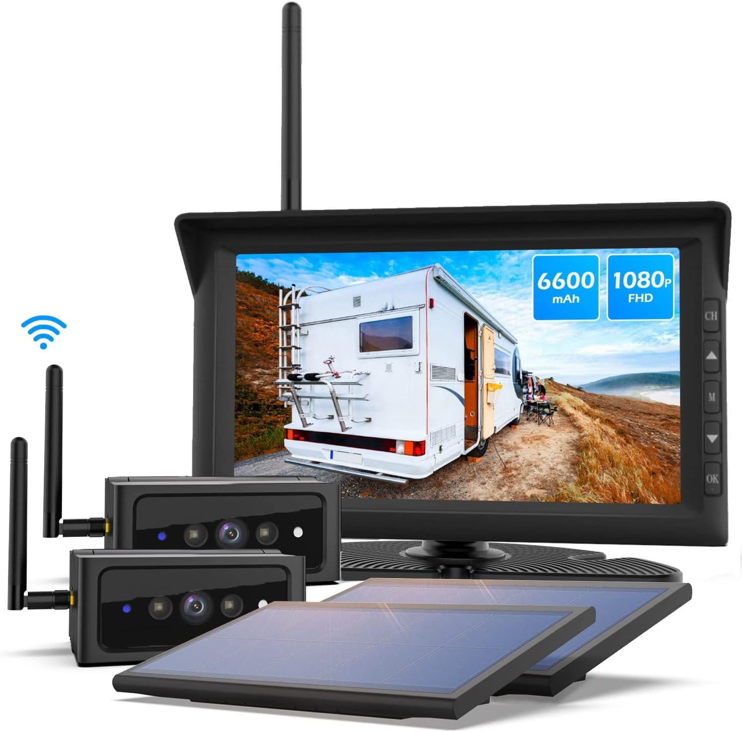 Auto-Vox Solar Wireless RV Backup Camera, 7'' Split-Screen Monitor with ...