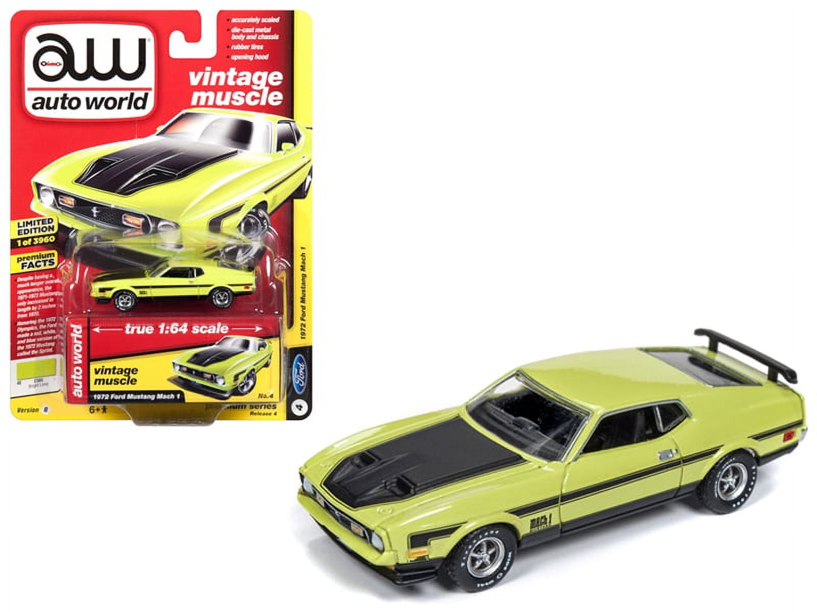 Auto World 1972 Ford Mustang Mach 1 Diecast Car - Lime Green - Walmart.com