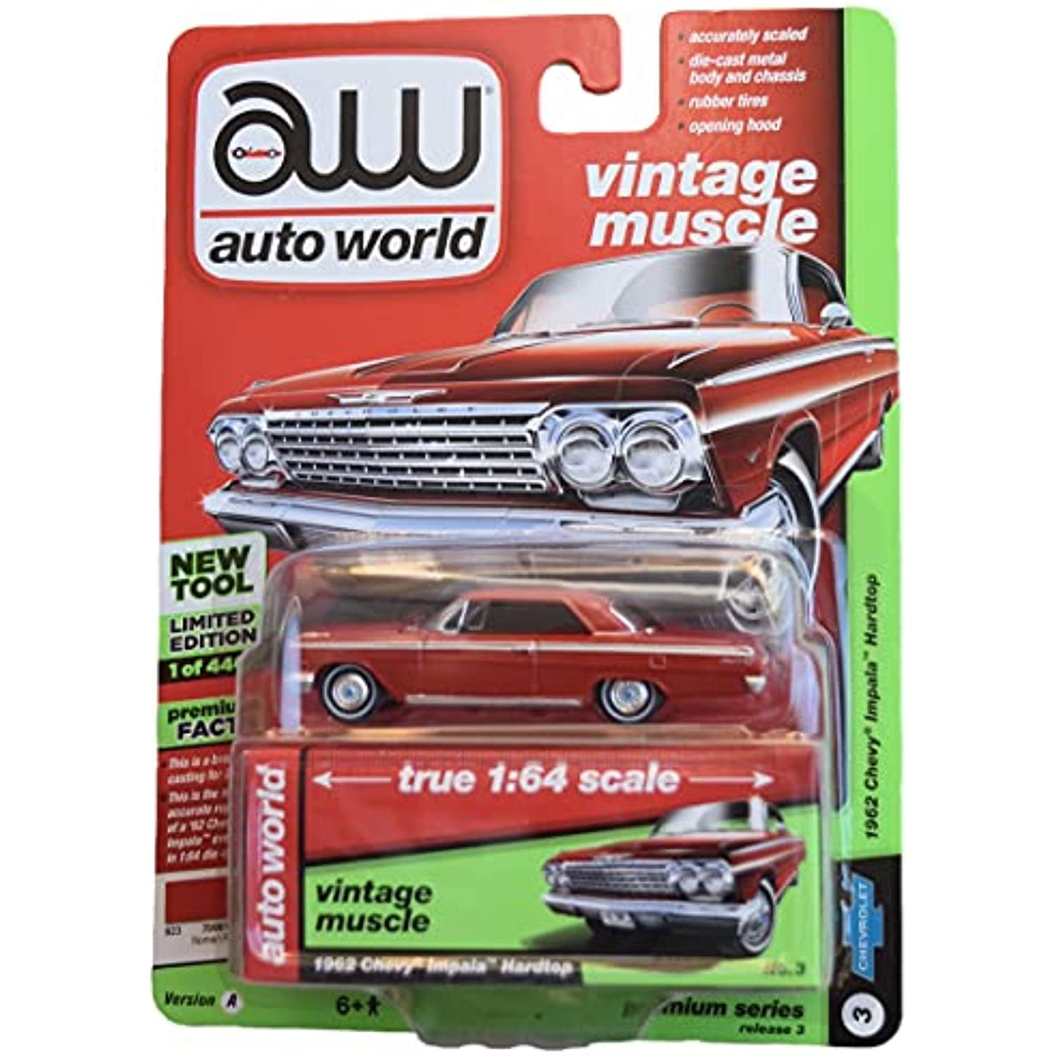 Auto World 1:64 Scale Red 1962 Chevrolet Impala Diecast Car - Walmart.com
