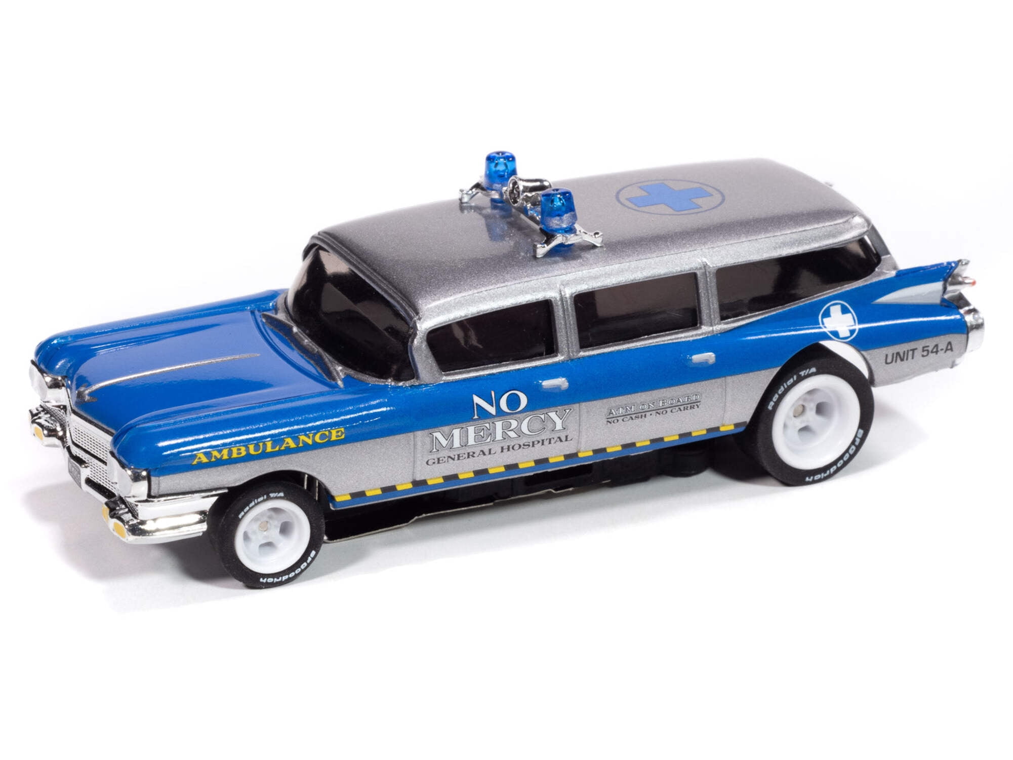 Auto World 4Gear SC414-4B 1959 Cadillac Ambulance (Silver & Blue) HO ...