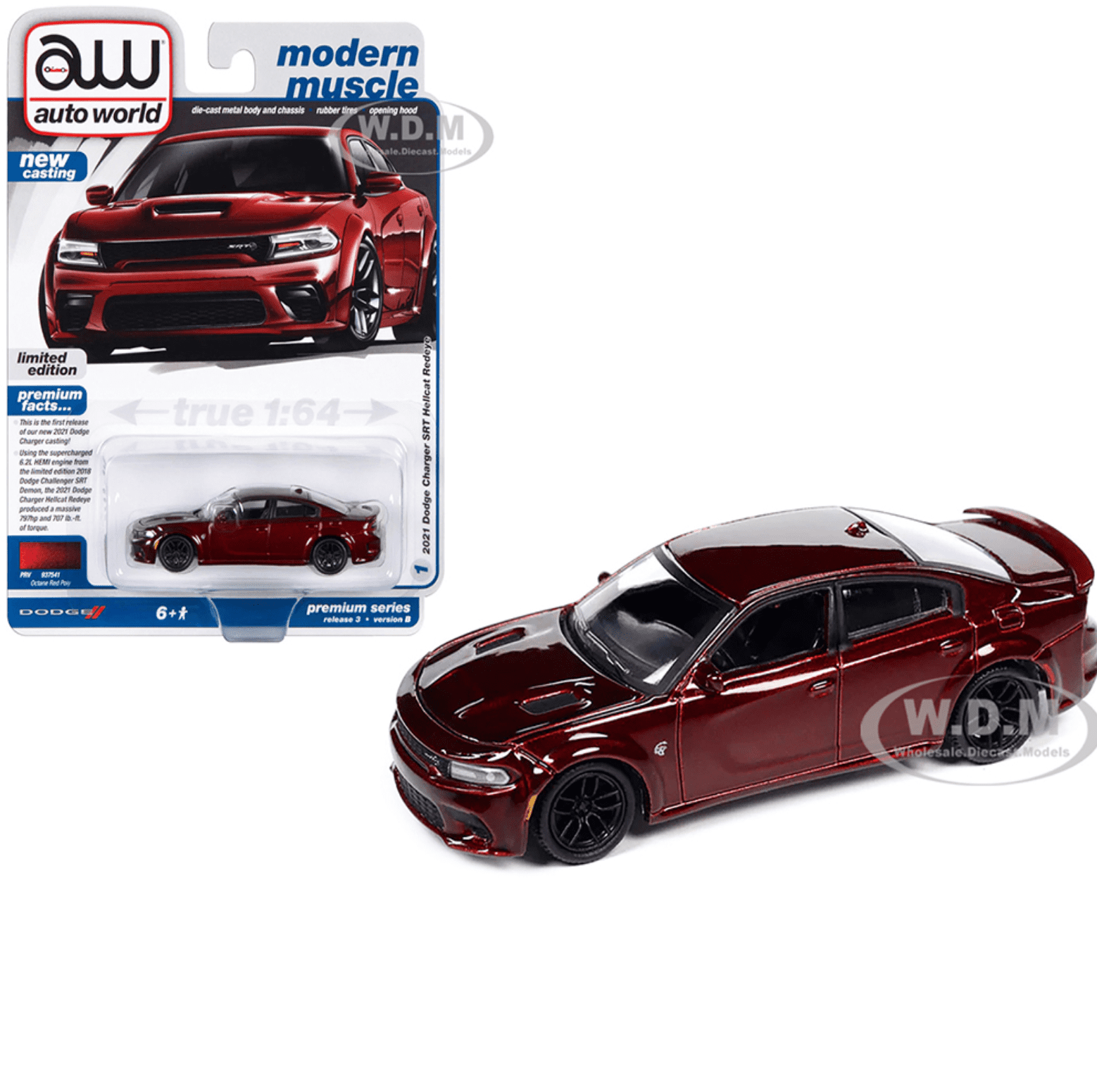 Auto World 64412-AWSP135B 2021 Charger SRT Hellcat Redeye Octane Red ...