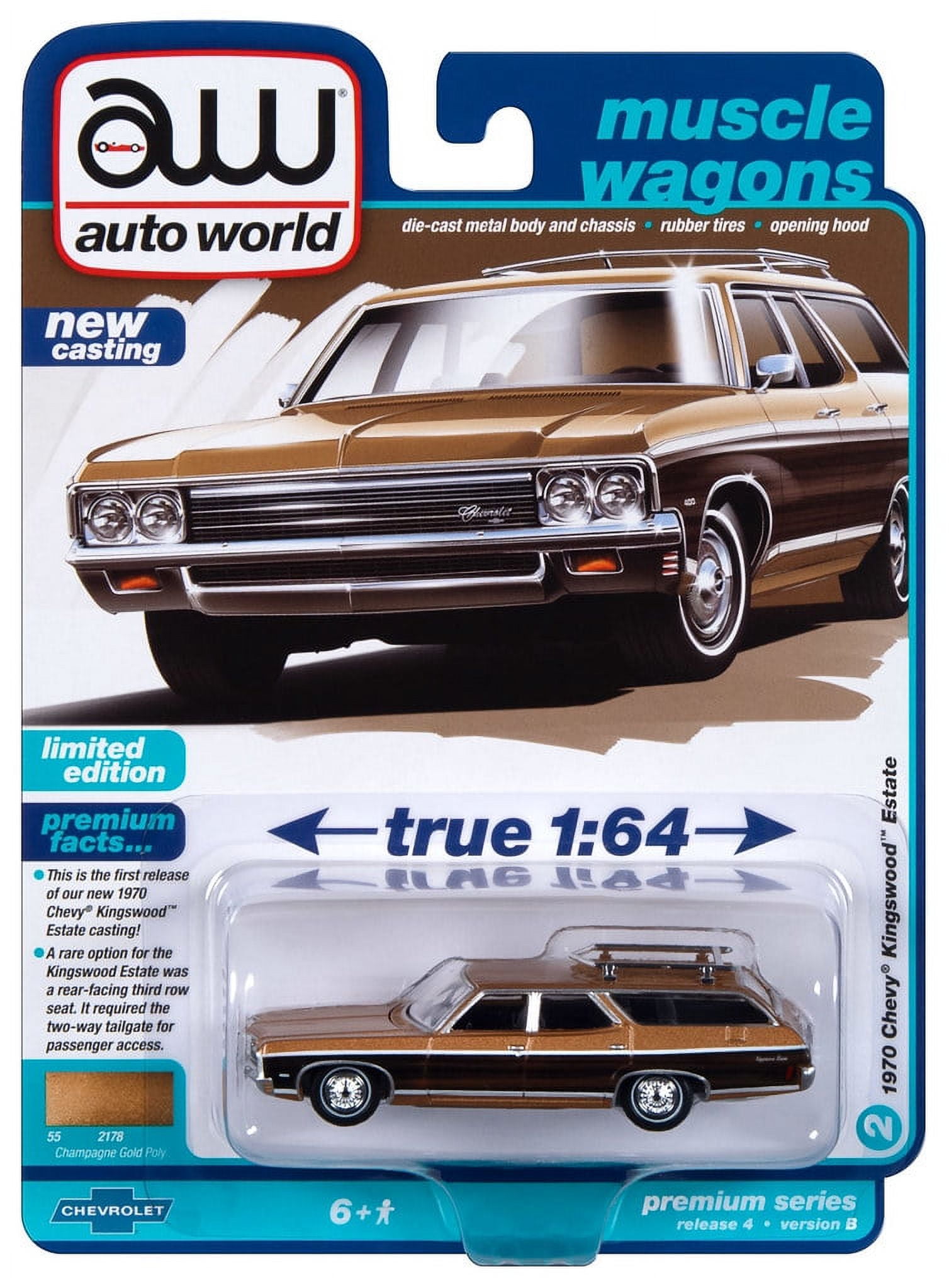 Auto World 64422 Muscle Wagon 1:64 1970 Chevy Kingswood Estate Gold Series B - Walmart.com