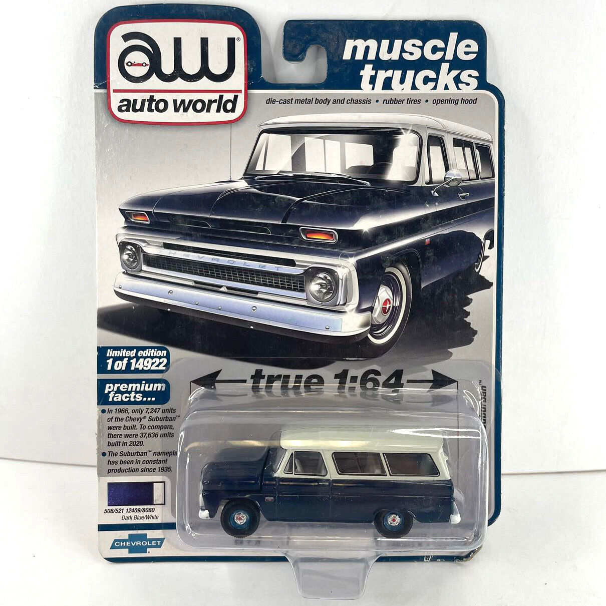 Auto World Modern Muscle 1966 Chevy Suburban Dark Blue 1/64 Diecast Car ...