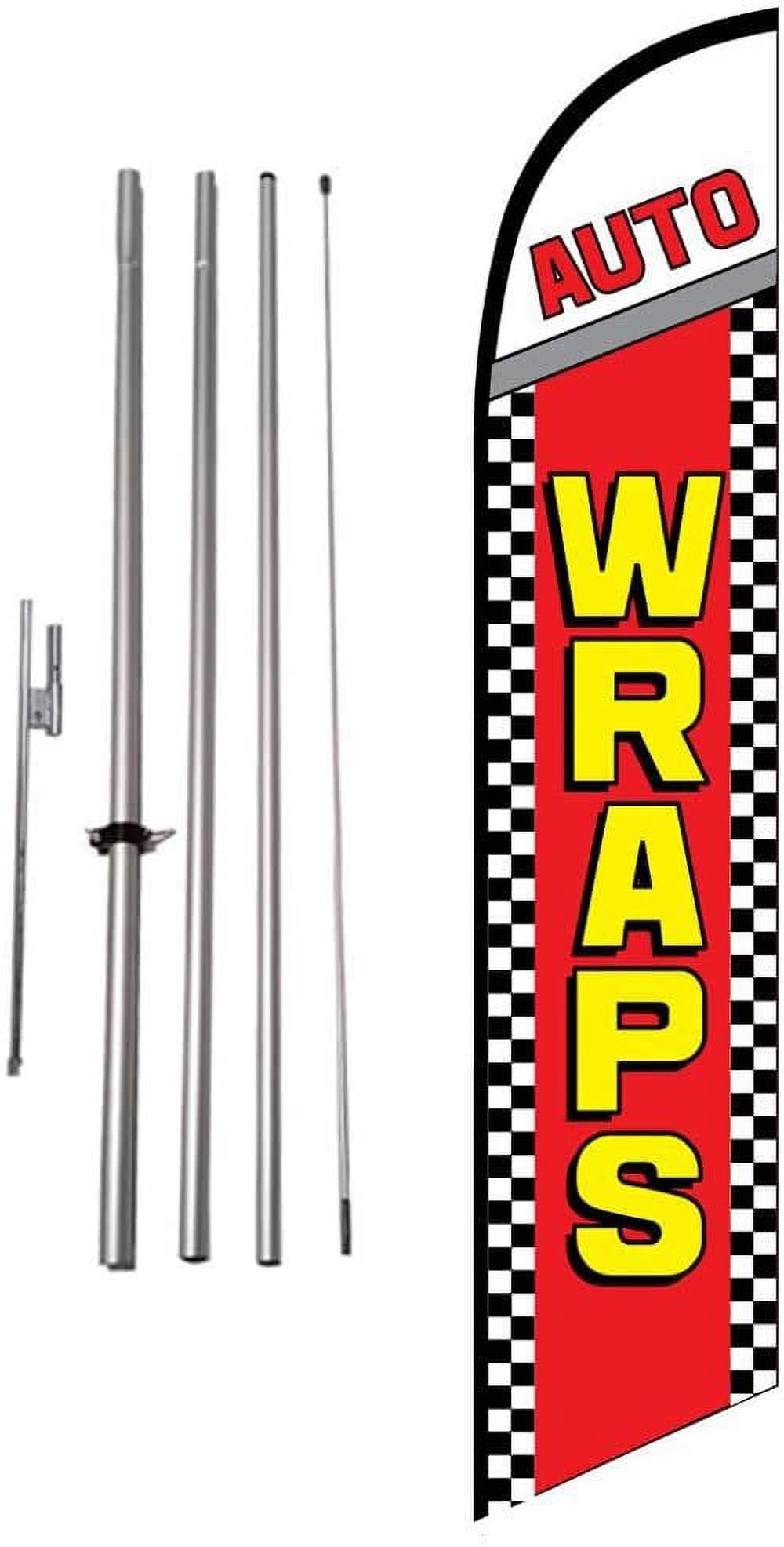 Auto Wraps 15 foot Outdoor Advertising Feather Banner Flag Kit with ...