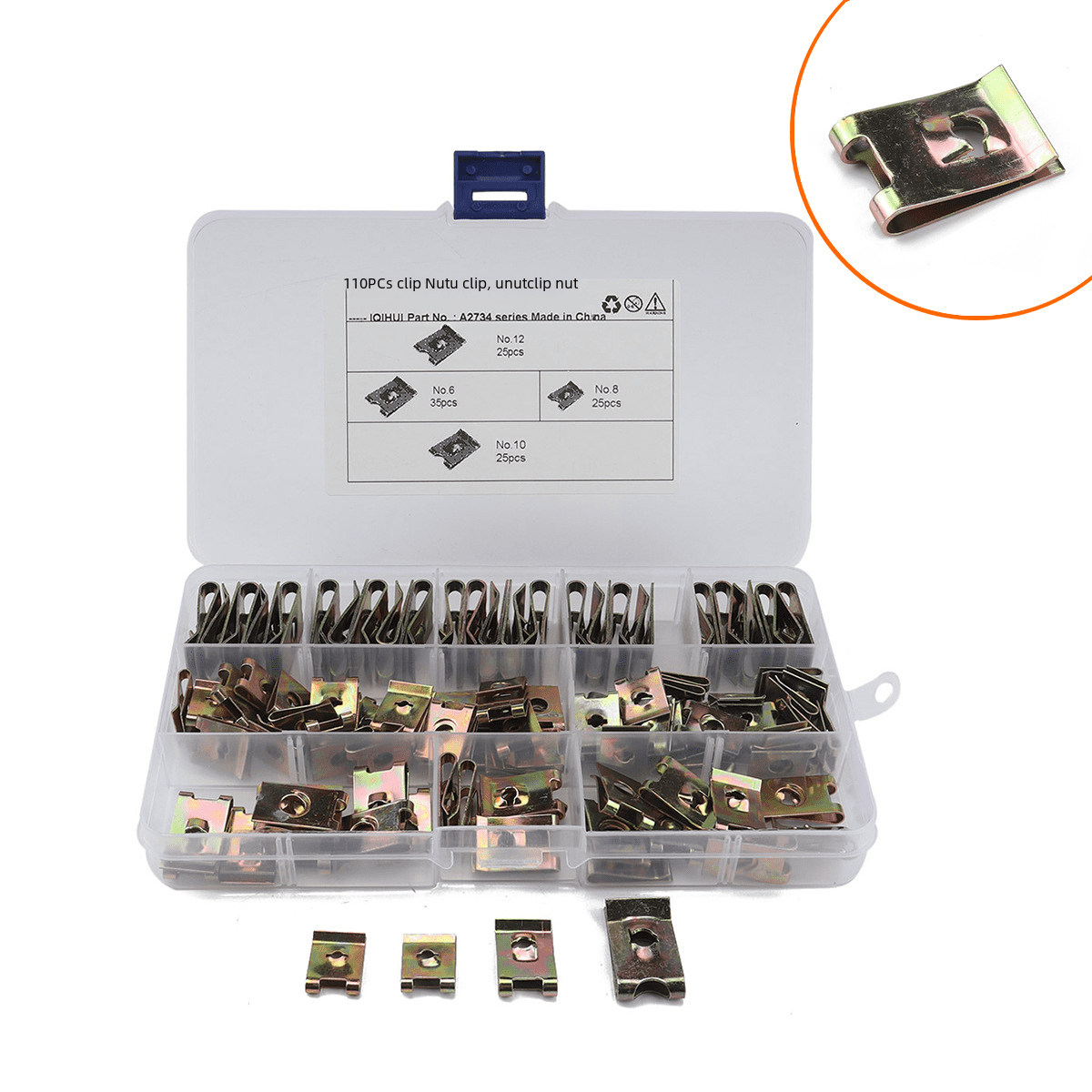 Auto parts U-shaped Reed nut fastener 65 manganese steel color-plated ...