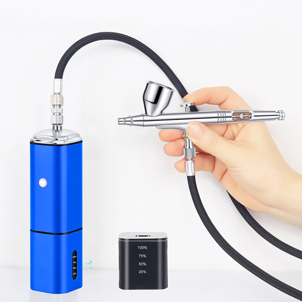 Auto stop cordless airbrush kit with compressor kit,rechargeable dual ...