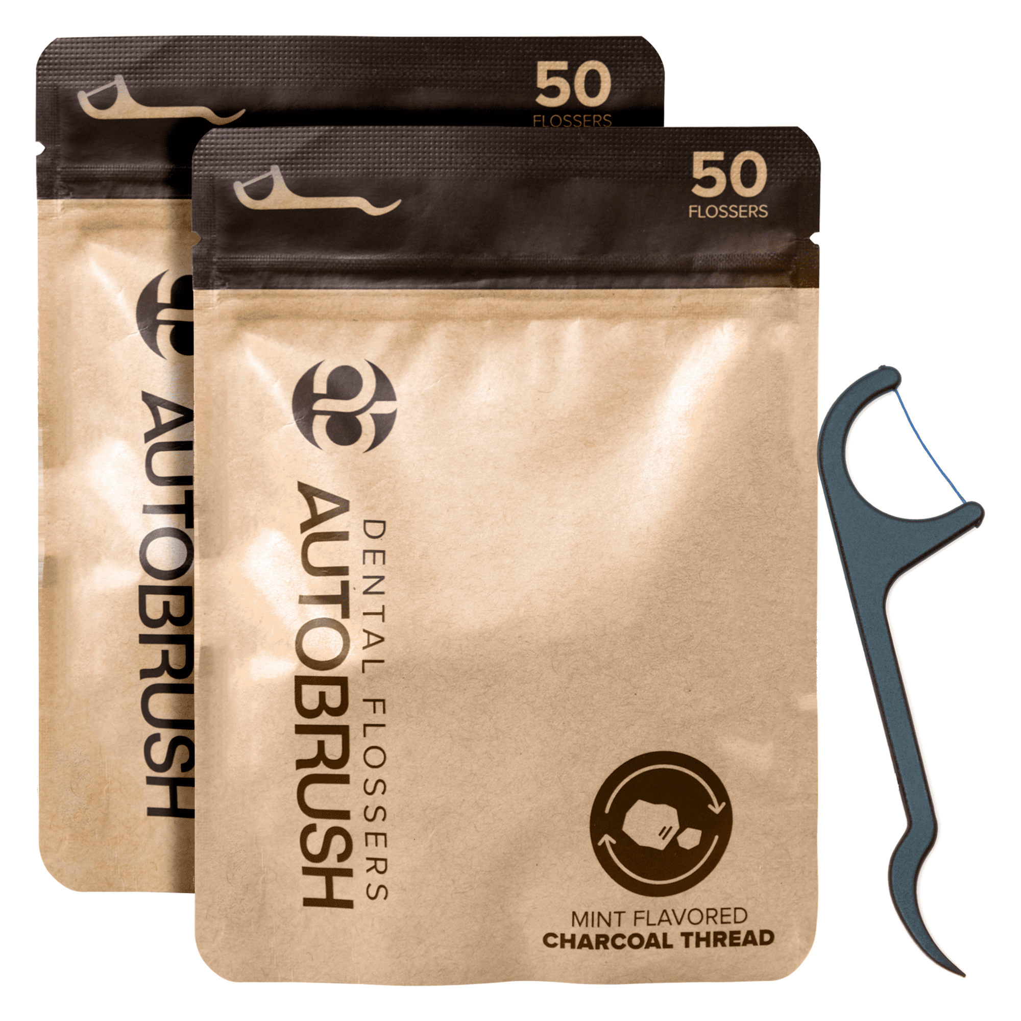 AutoBrush for Adults Charcoal Infused Dental Flossers with Floss Picks ...