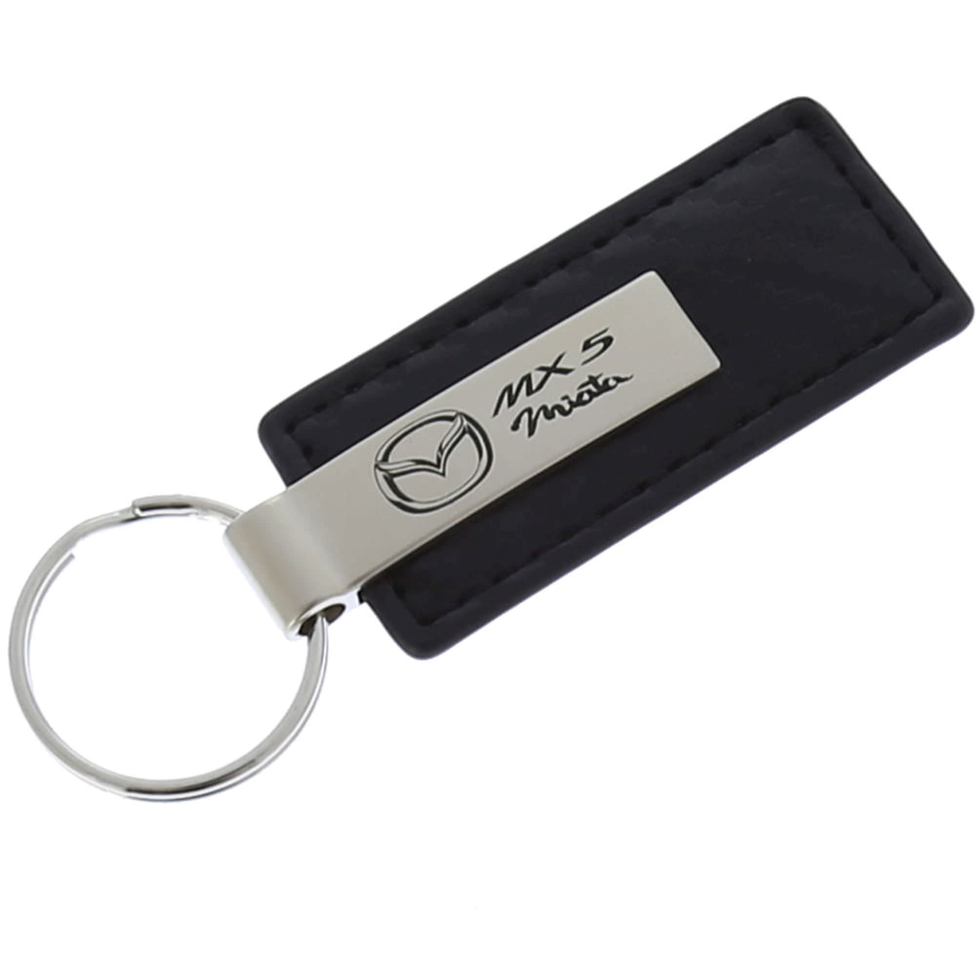 AutoGold Mazda Miata Black CF Carbon Fiber Leather Logo Key Chain Ring ...