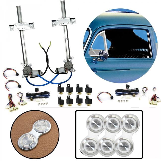 AutoLoc AUTPW55BBB233 2-Door Flat Glass Power Window Kit with 3 Retro ...
