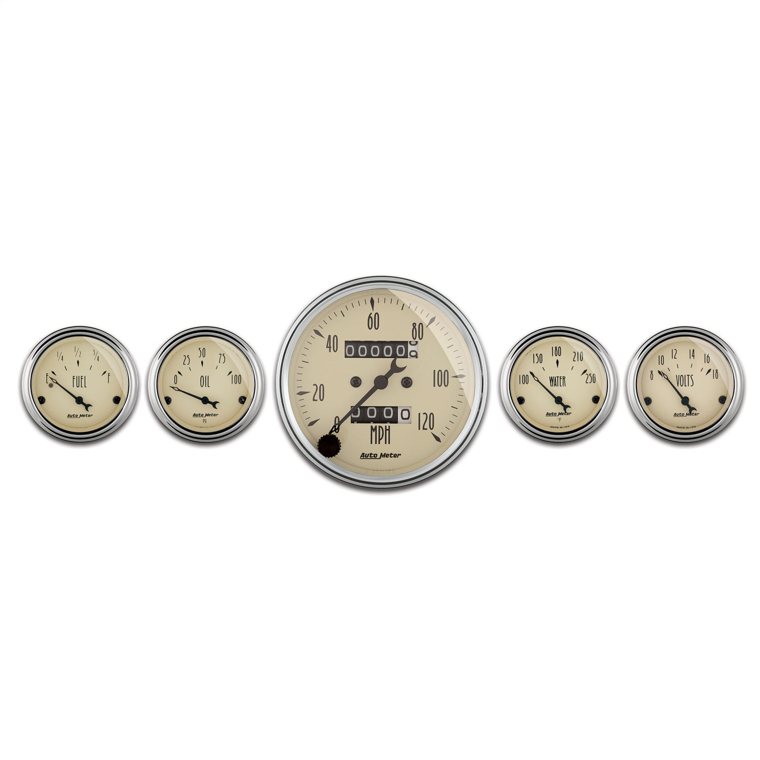 AutoMeter 1808 Antique Beige Street Rod Kit; Beige Dial Face; Black ...