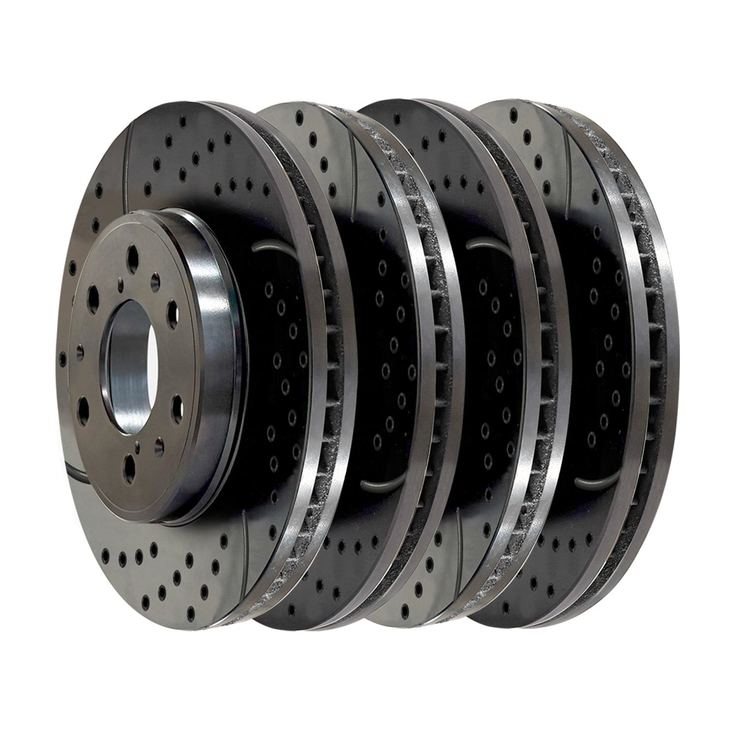 AutoShack Black Coated Performance Brake Rotors Front & Rear Drilled ...