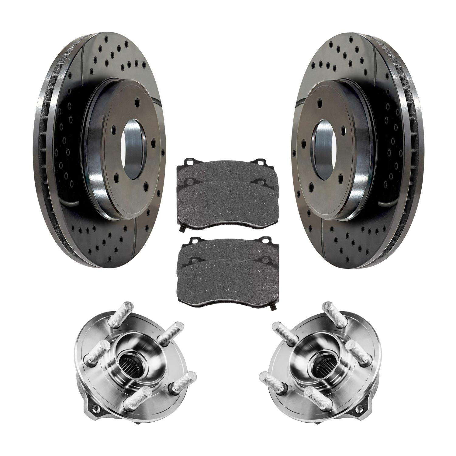 AutoShack Front Drilled & Slotted Brake Rotors Ceramic Brake Pads Wheel ...