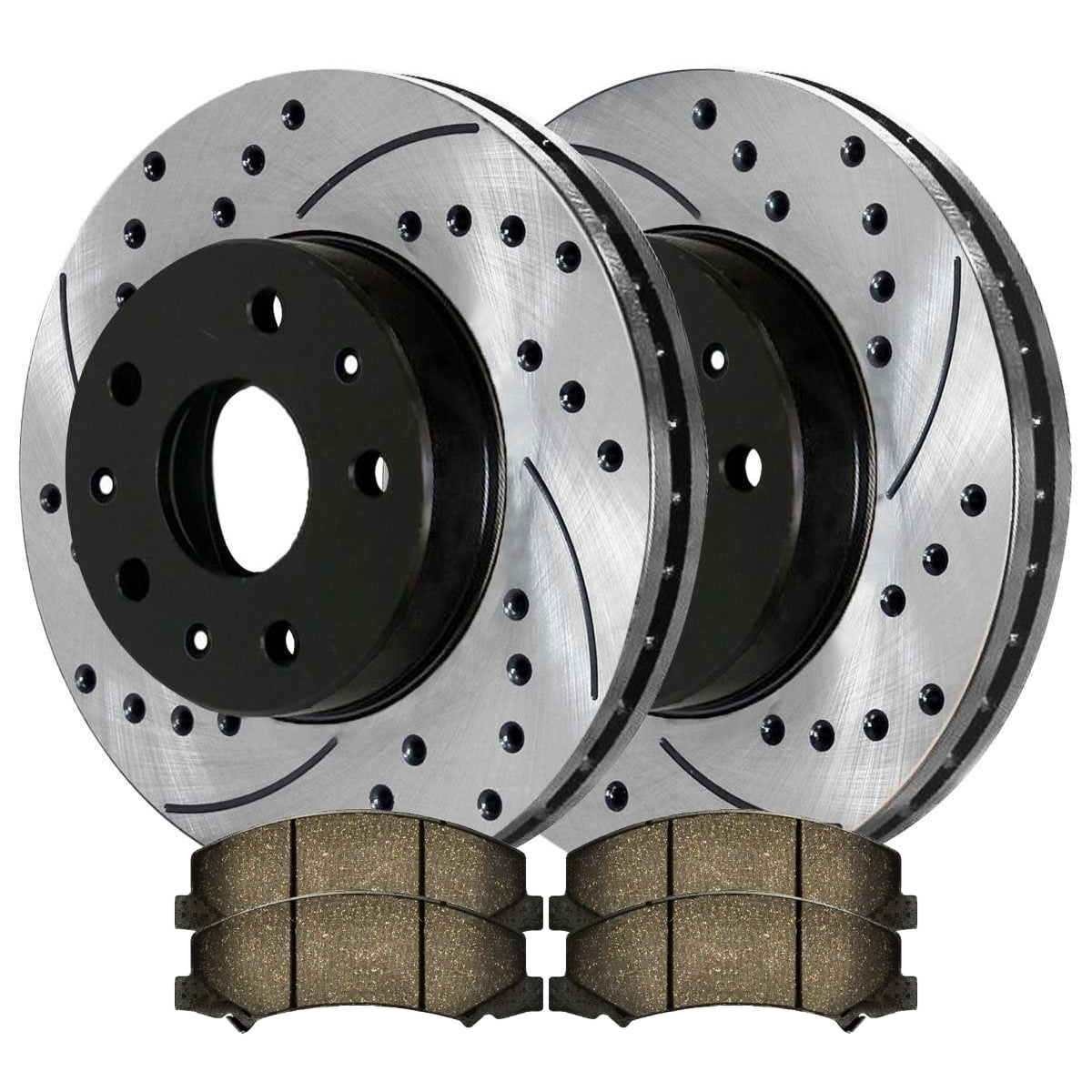 AutoShack Black Hat Drilled and Slotted Brake Rotors with Calipers ...