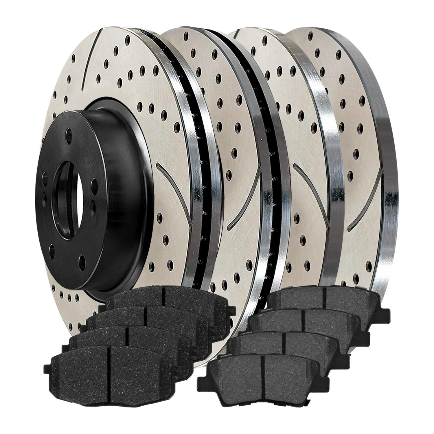 AutoShack Black Hat Drilled and Slotted Brake Rotors with Calipers ...
