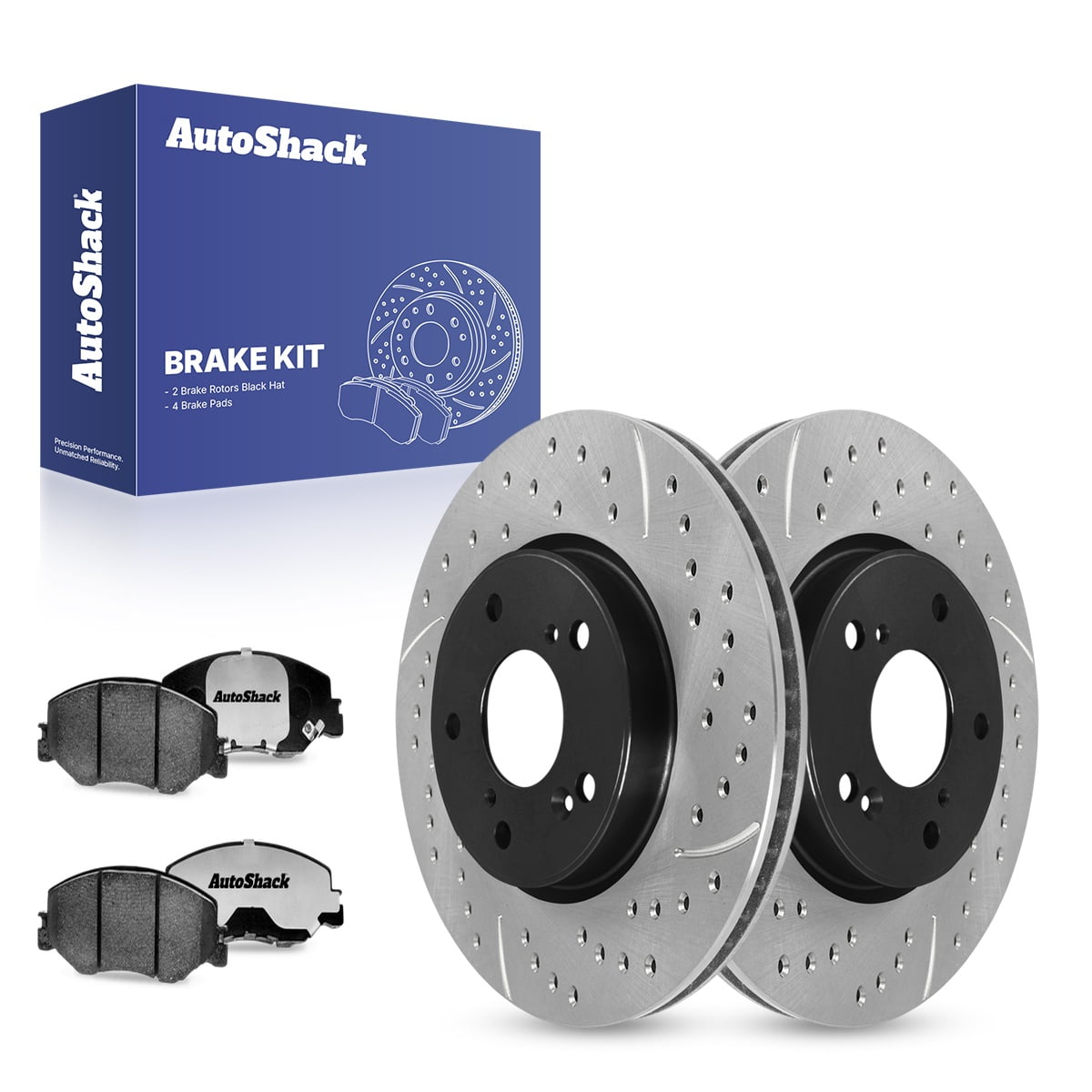AutoShack 11.09" (281.8 mm) Front Vented Drilled & Slotted Brake Rotors ...