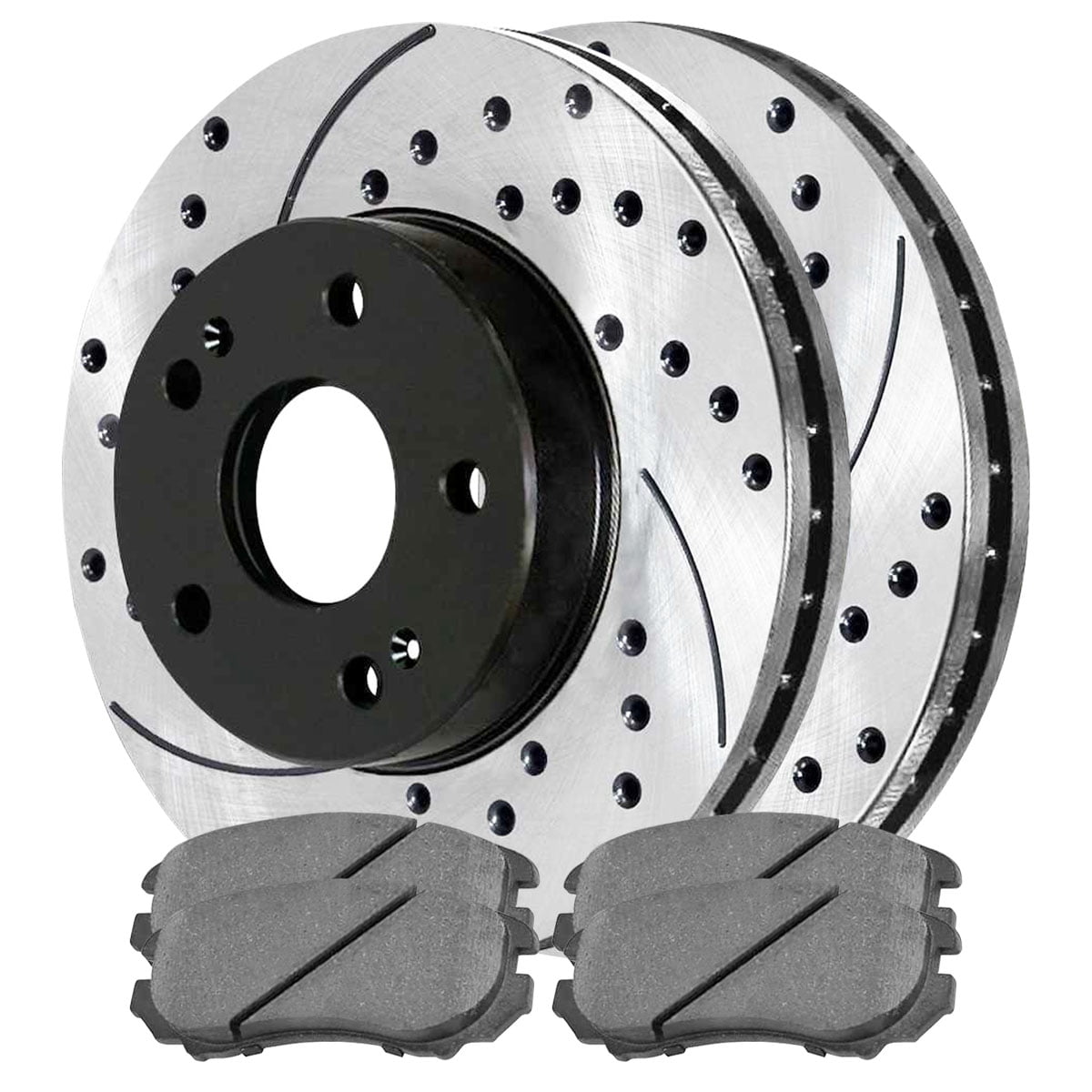 AutoShack Front Drilled Slotted Brake Rotors & Ceramic Pads Kit for Kia ...