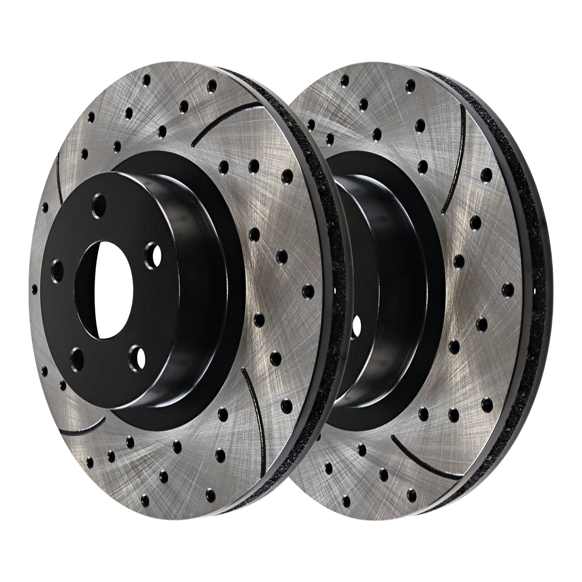 AutoShack Black Hat Drilled and Slotted Brake Rotors Front Brake Rotor ...