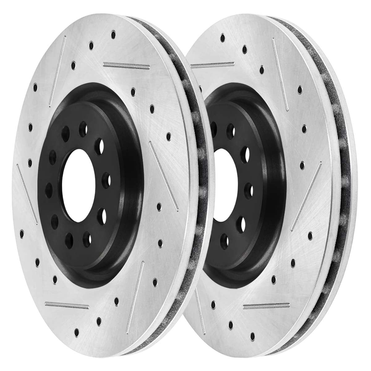 AutoShack Black Hat Drilled and Slotted Brake Rotors Front Brake Rotor ...