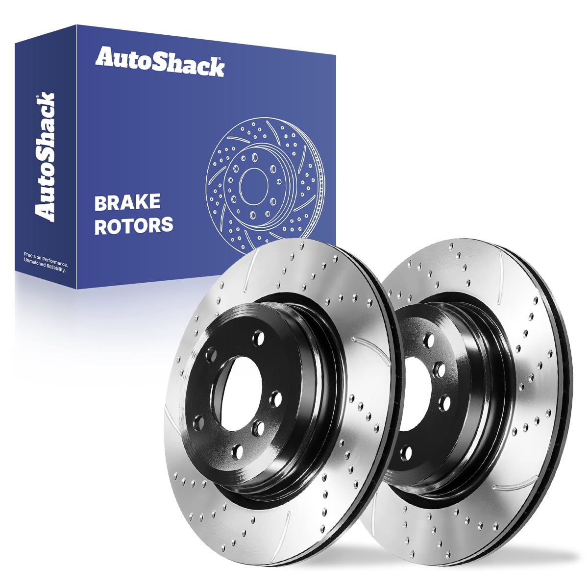 AutoShack Rear Vented Drilled & Slotted E-Coated Brake Rotors 2-PC Set ...